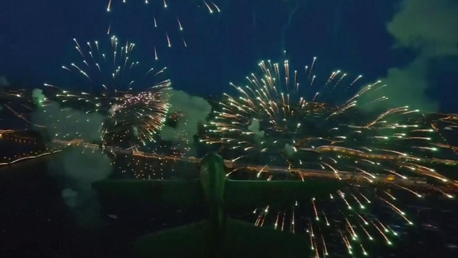 Russian military drone captures fireworks display | World News | Sky News