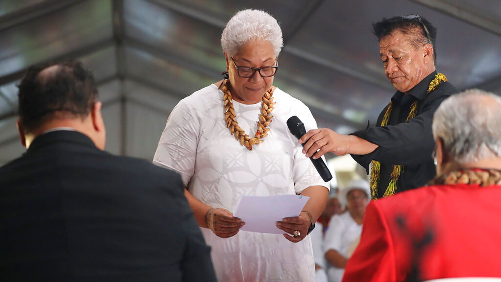 Samoa: Fiame Naomi Mata'afa takes oath inside a tent after being locked ...