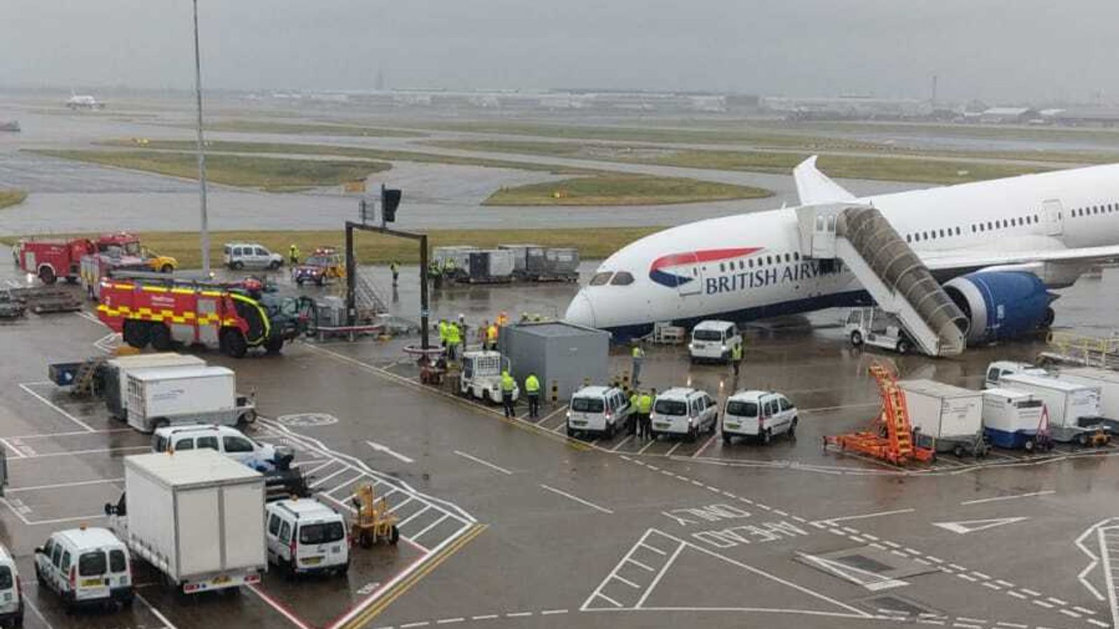 British Airways plane damaged after it tips on to nose at Heathrow ...