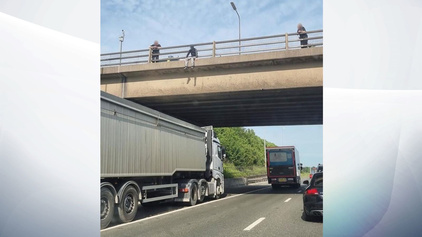 'A true hero': Lorry driver praised for parking under M62 bridge to ...