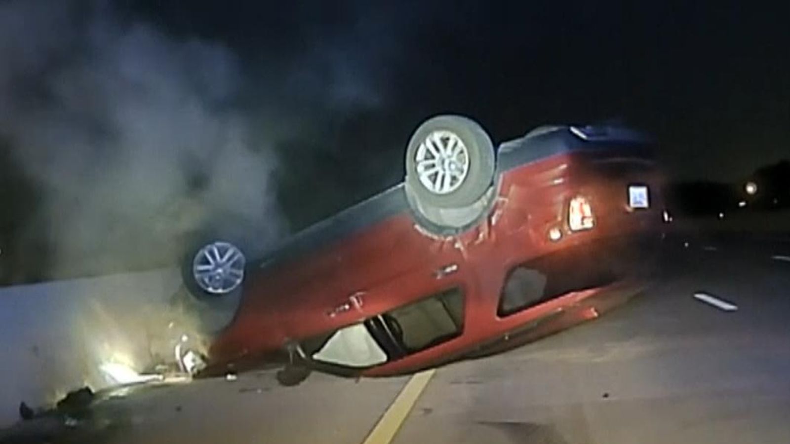 US: Car flips over during traffic stop | US News | Sky News
