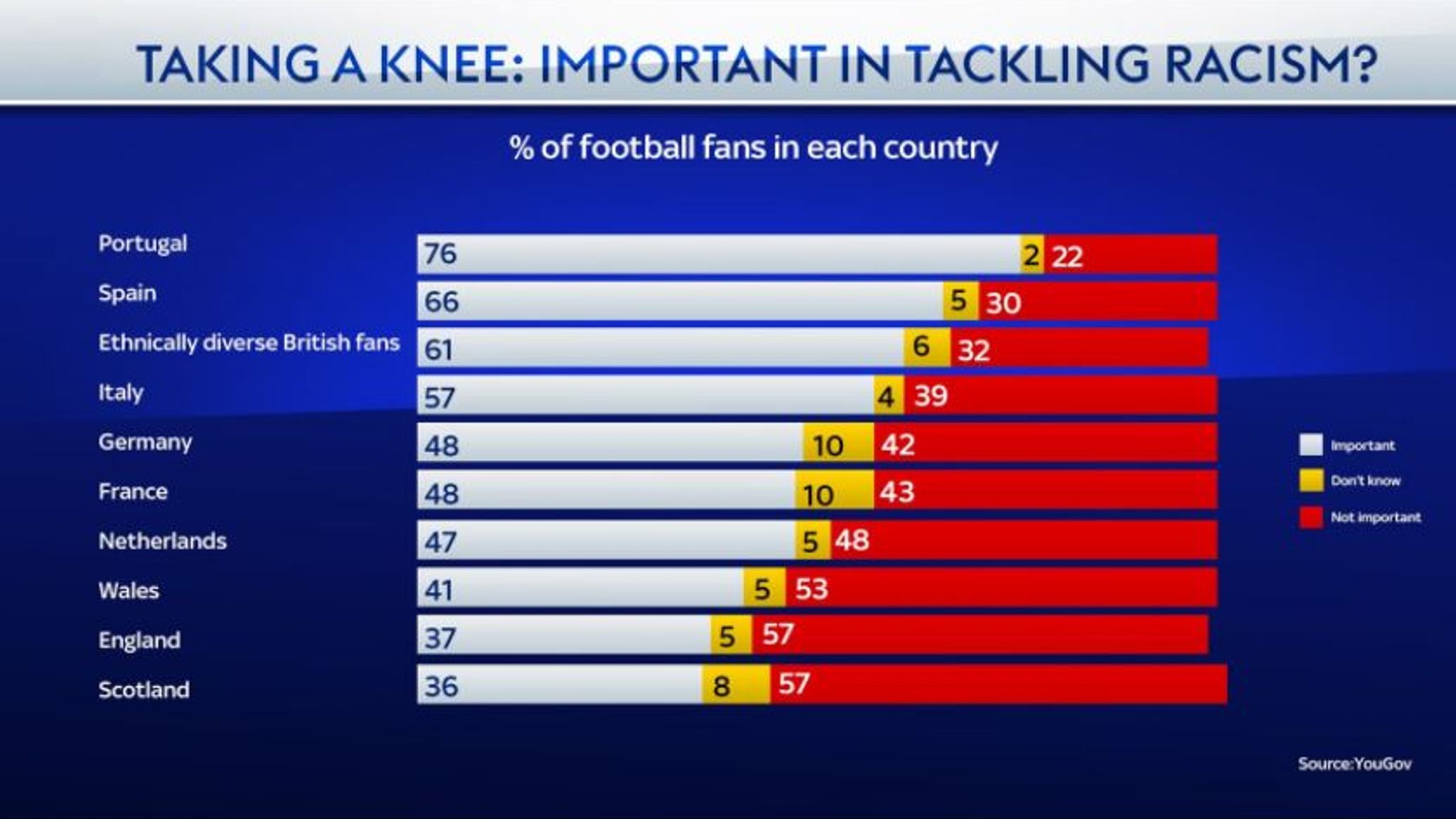 Football fans split on whether taking a knee helps tackle racism ...