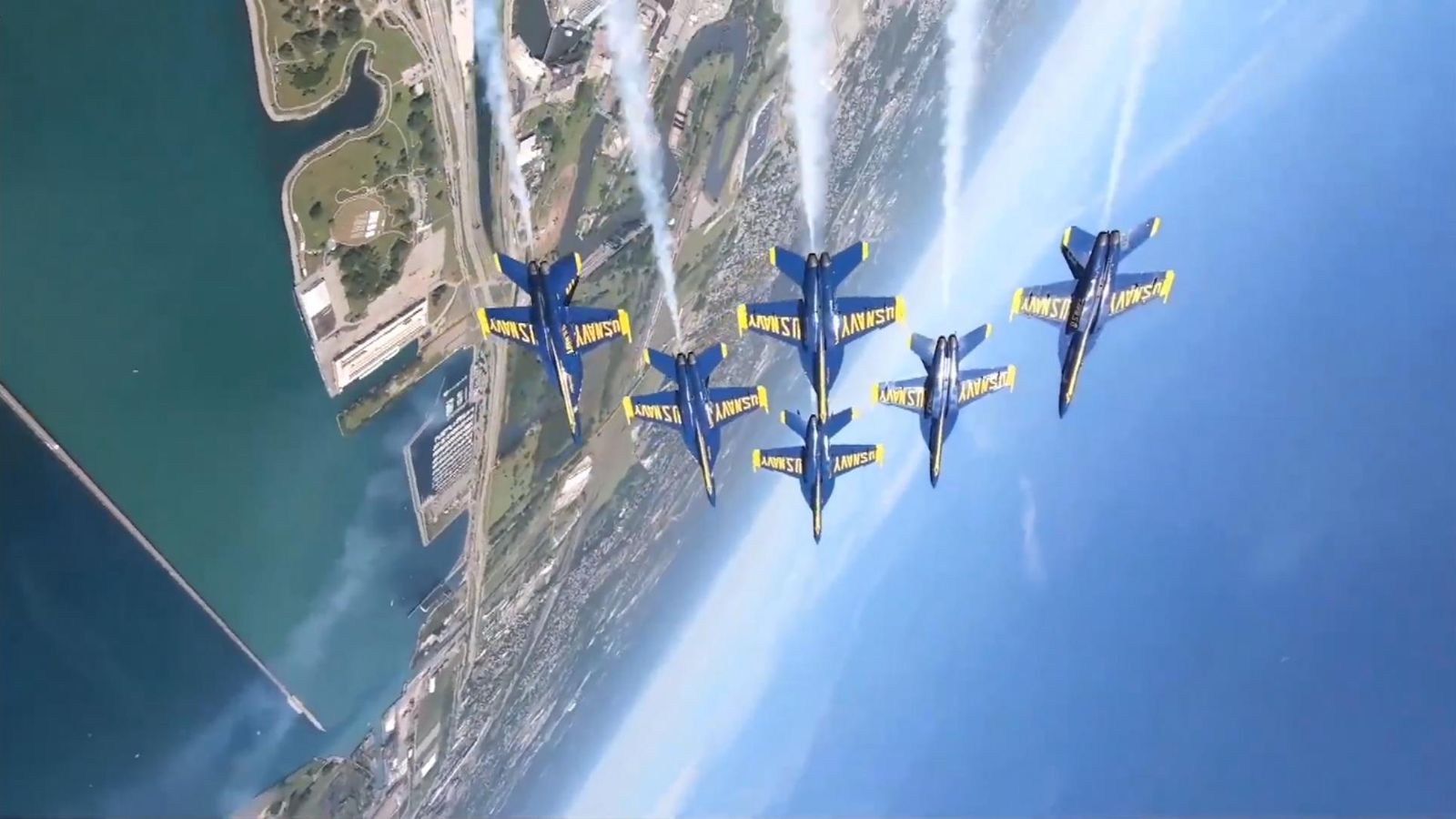 Blue Angels fly low during New York air show | US News | Sky News