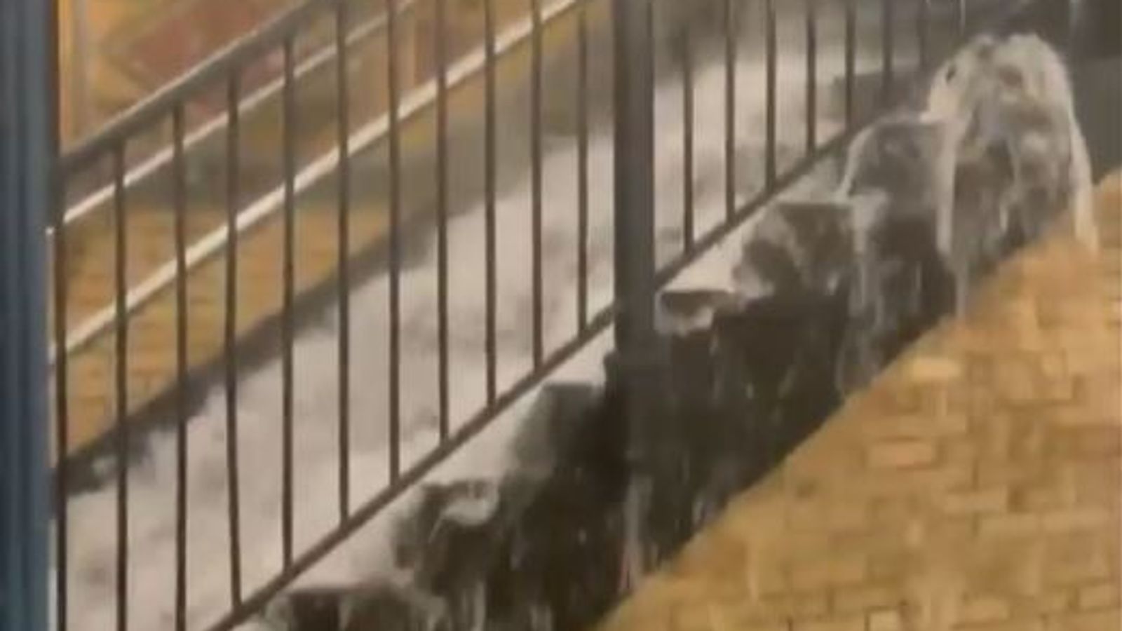 Subway floods in New York following heavy rain | Sky News