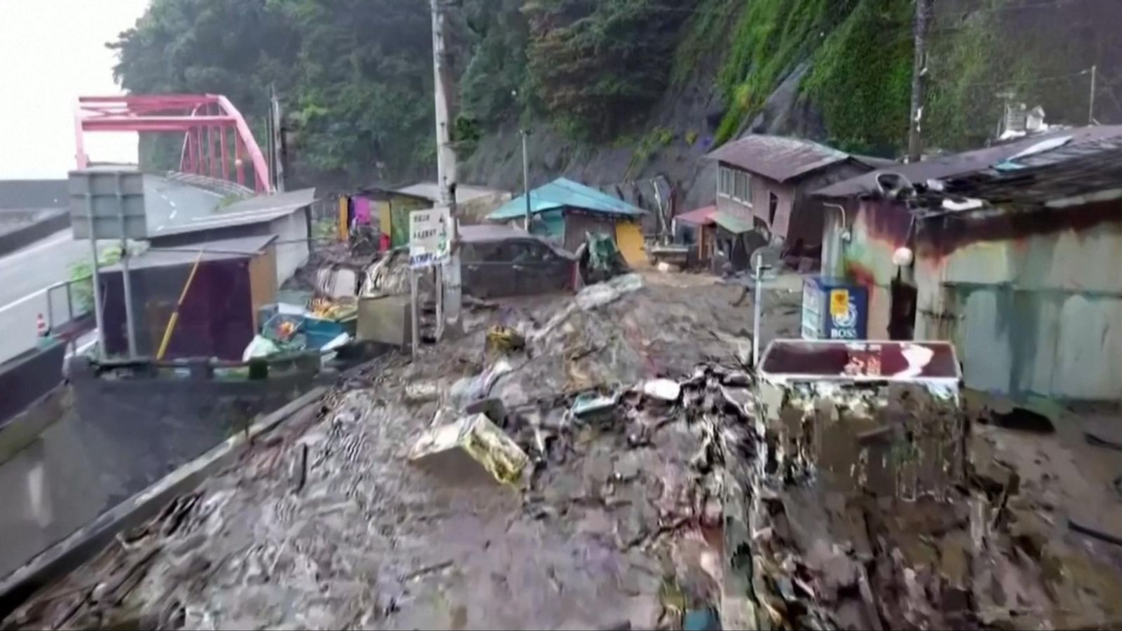 Japan: Drone video shows aftermath of mudslide | World News | Sky News