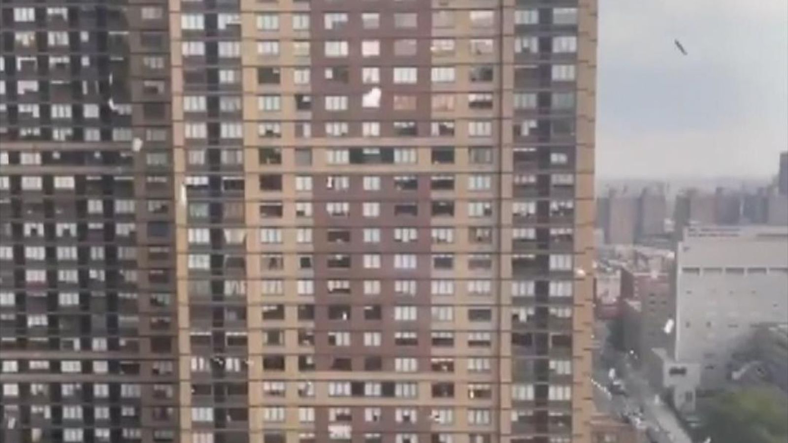 Debris flies from NYC skyscraper during storm | US News | Sky News