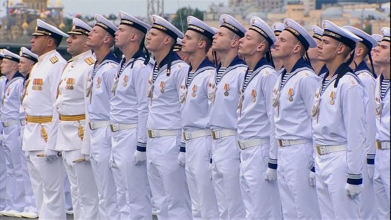 Putin shows off warships during navy parade | World News | Sky News