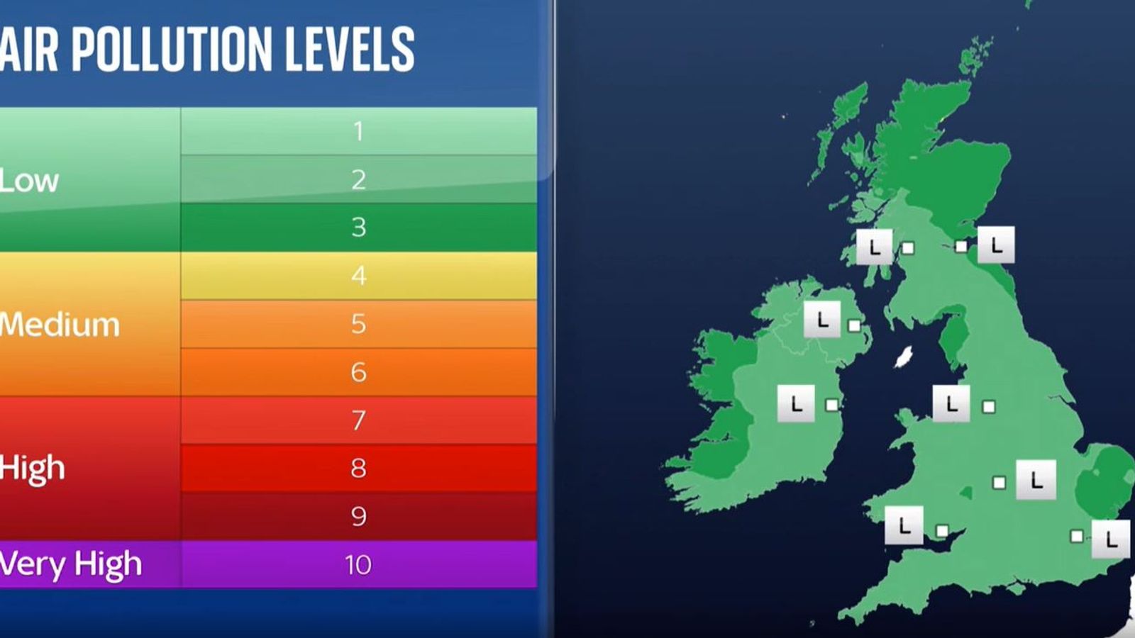 UK Air Quality Report for Thursday 5 August 2021 | Weather News | Sky News
