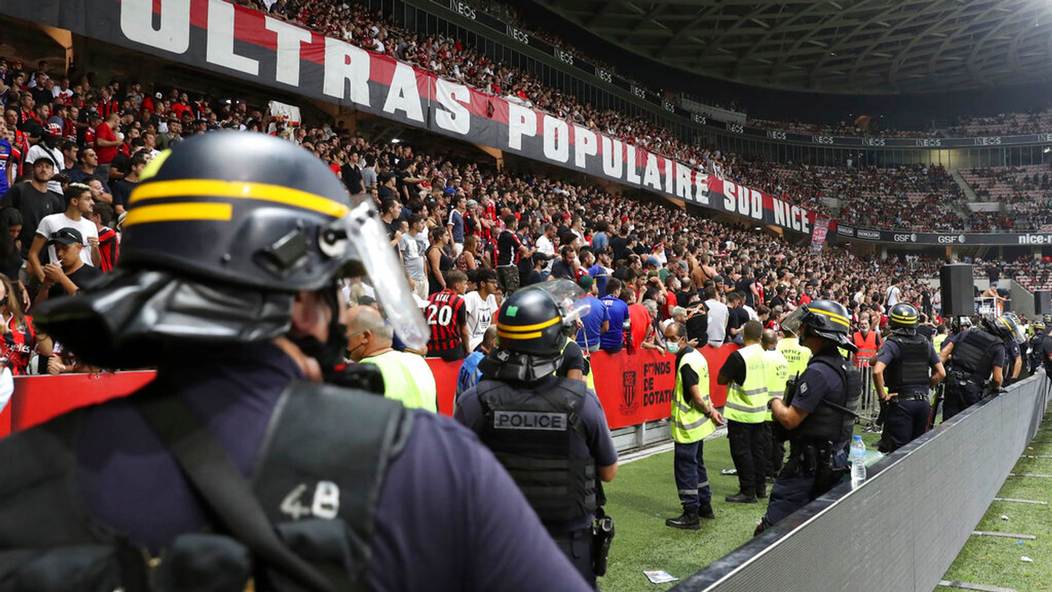 Nice vs Marseille football match abandoned after fans throw projectiles ...