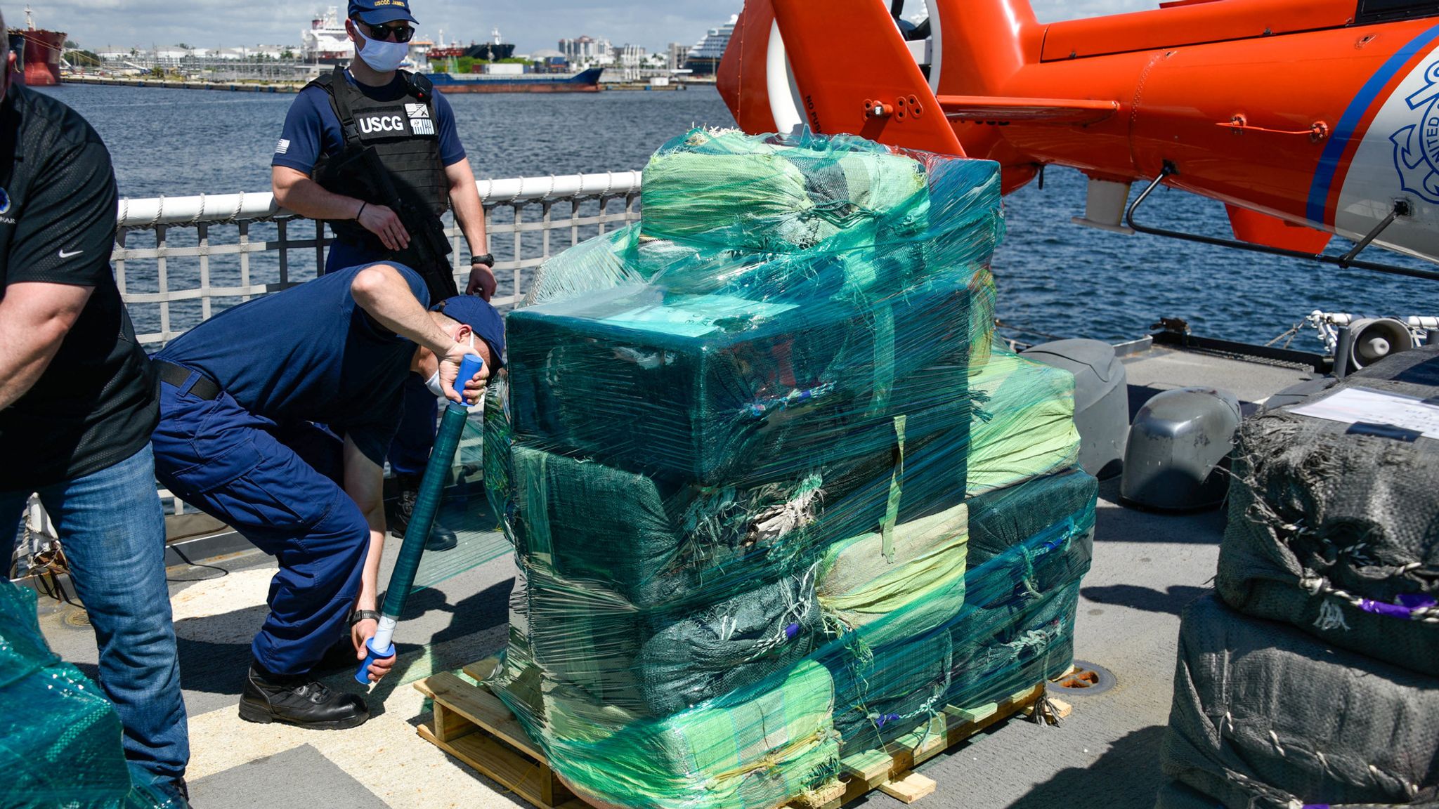 US Coast Guard offloads record $1.4bn of seized cocaine and marijuana ...