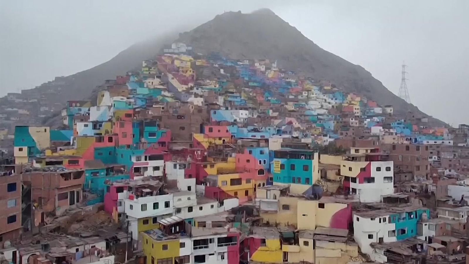 Village transformed by colourful murals in Peru | World News | Sky News