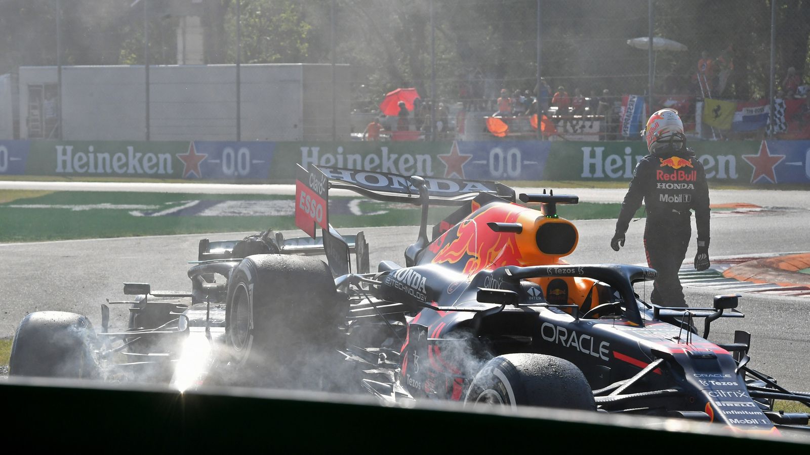 Lewis Hamilton 'sore but okay' after rival Max Verstappen's car landed ...