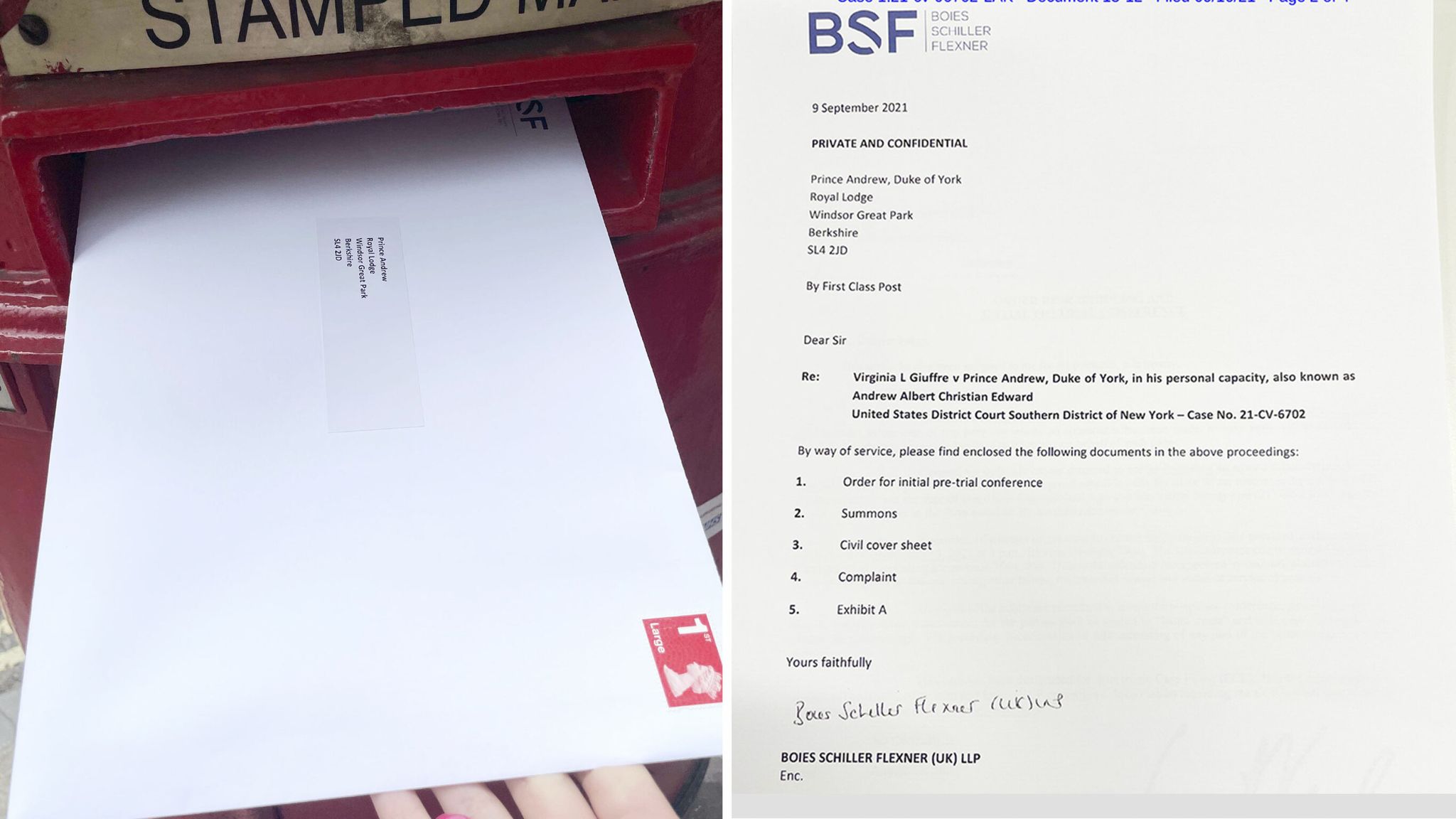 Prince Andrew: Legal papers sent to LA lawyer notifying him of civil ...