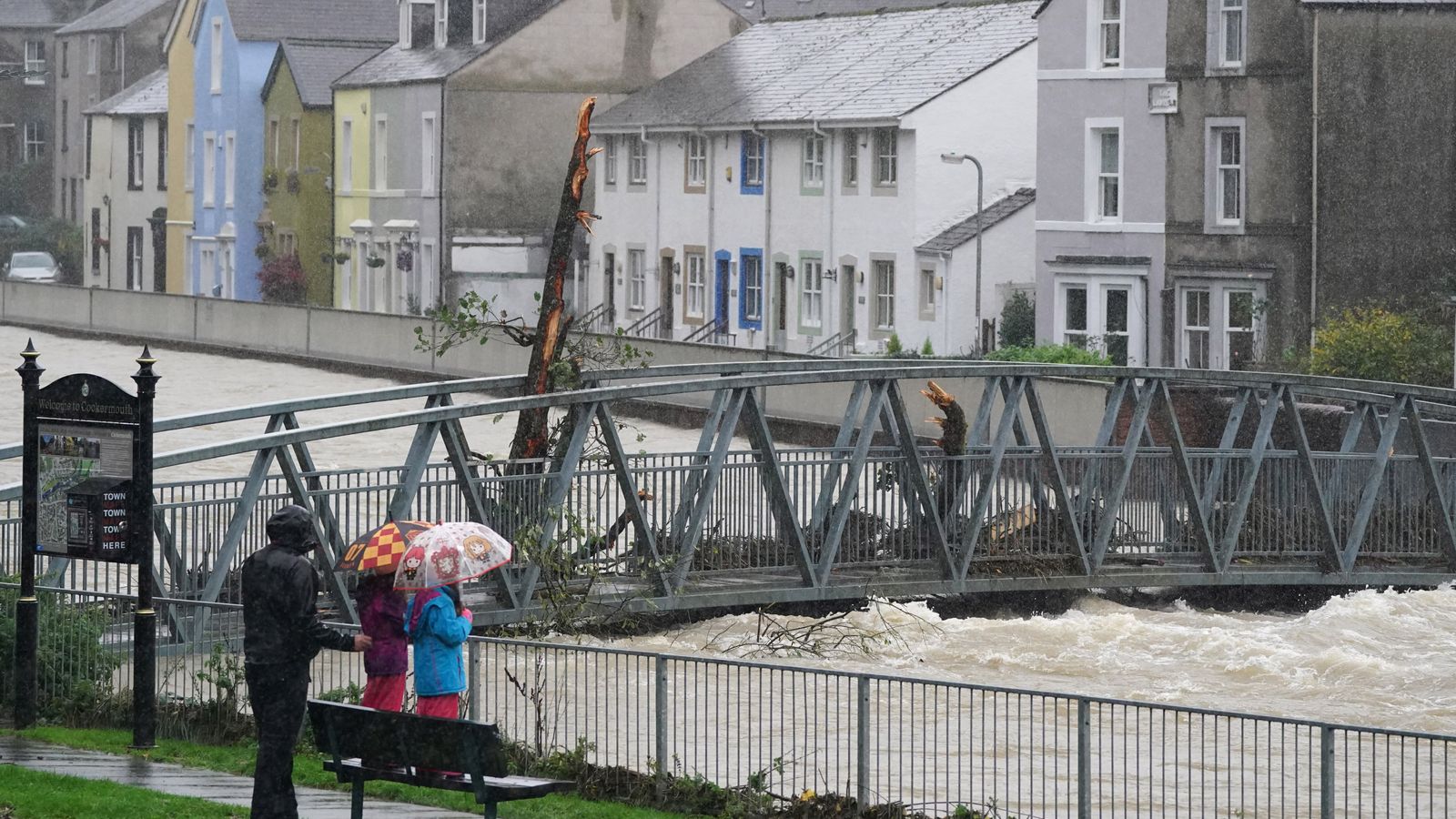 UK weather: Drone video shows flooded streets in Dumfries as more heavy ...