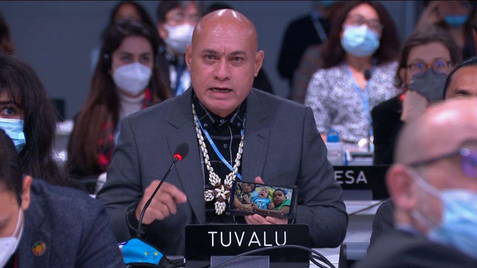 Tuvalu minister makes emotional climate plea | Sky News