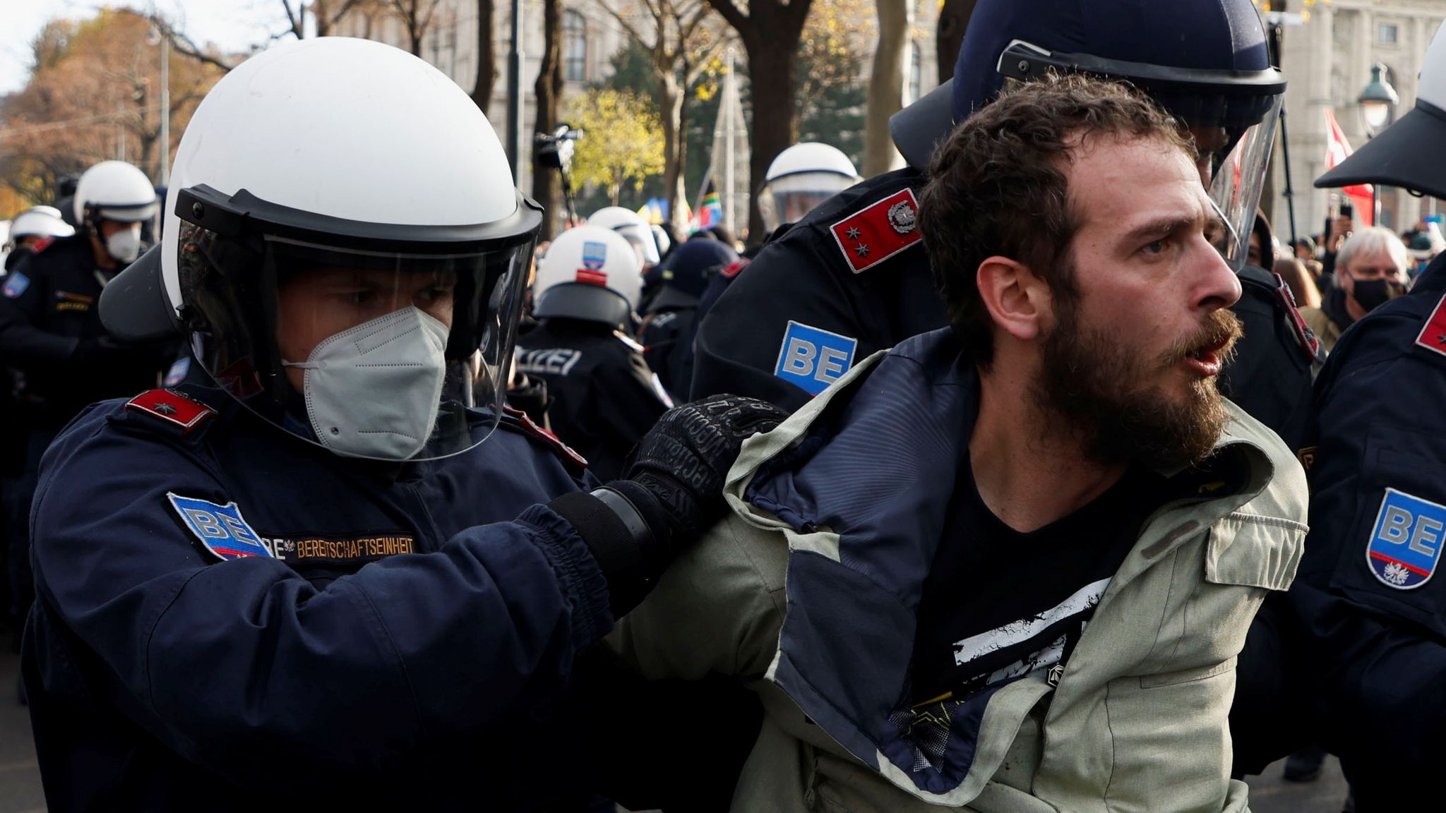COVID-19: Violence in Vienna as thousands take to streets across Europe ...
