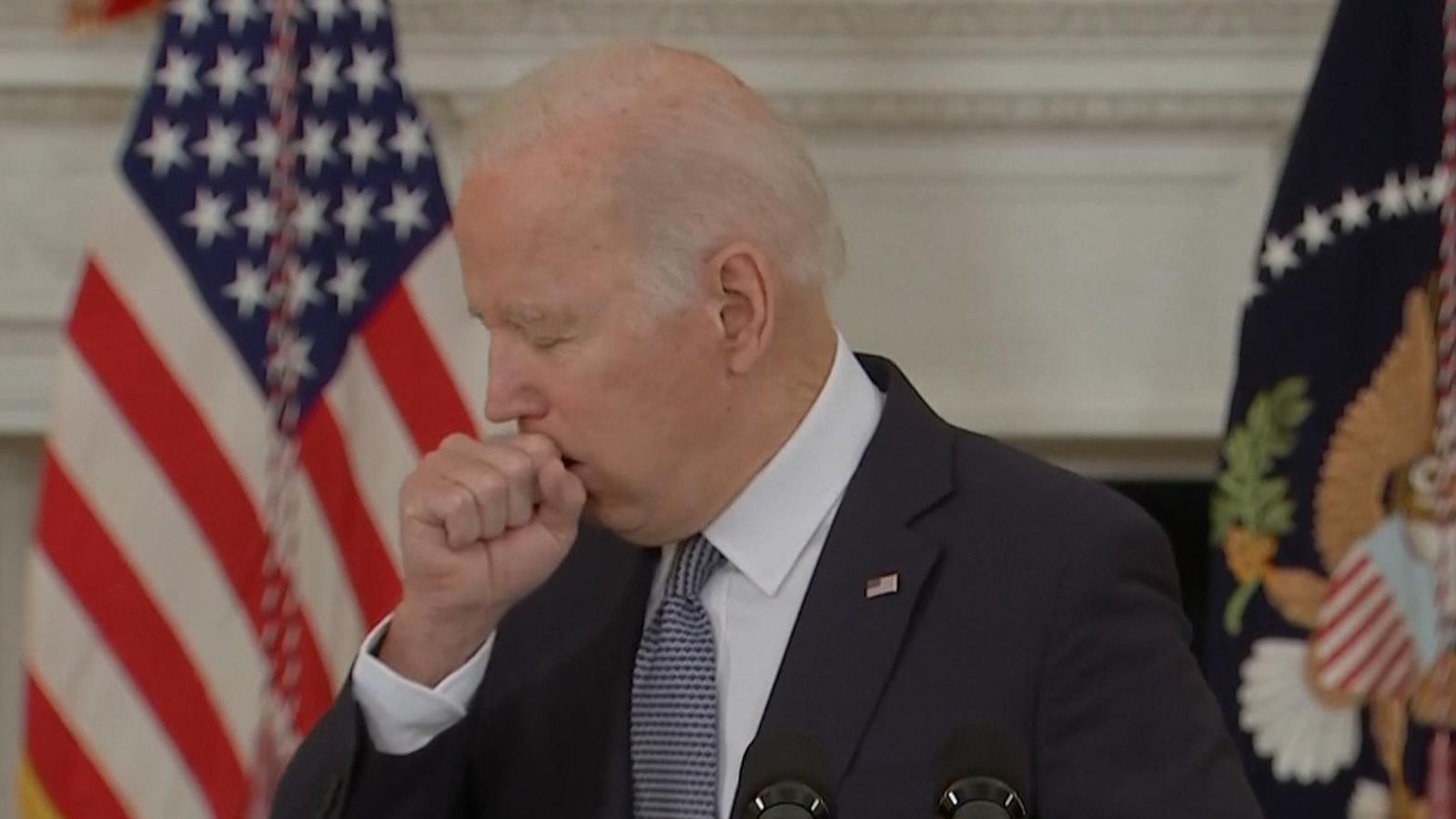 Video: Joe Biden coughs through speech after getting cold from grandson ...