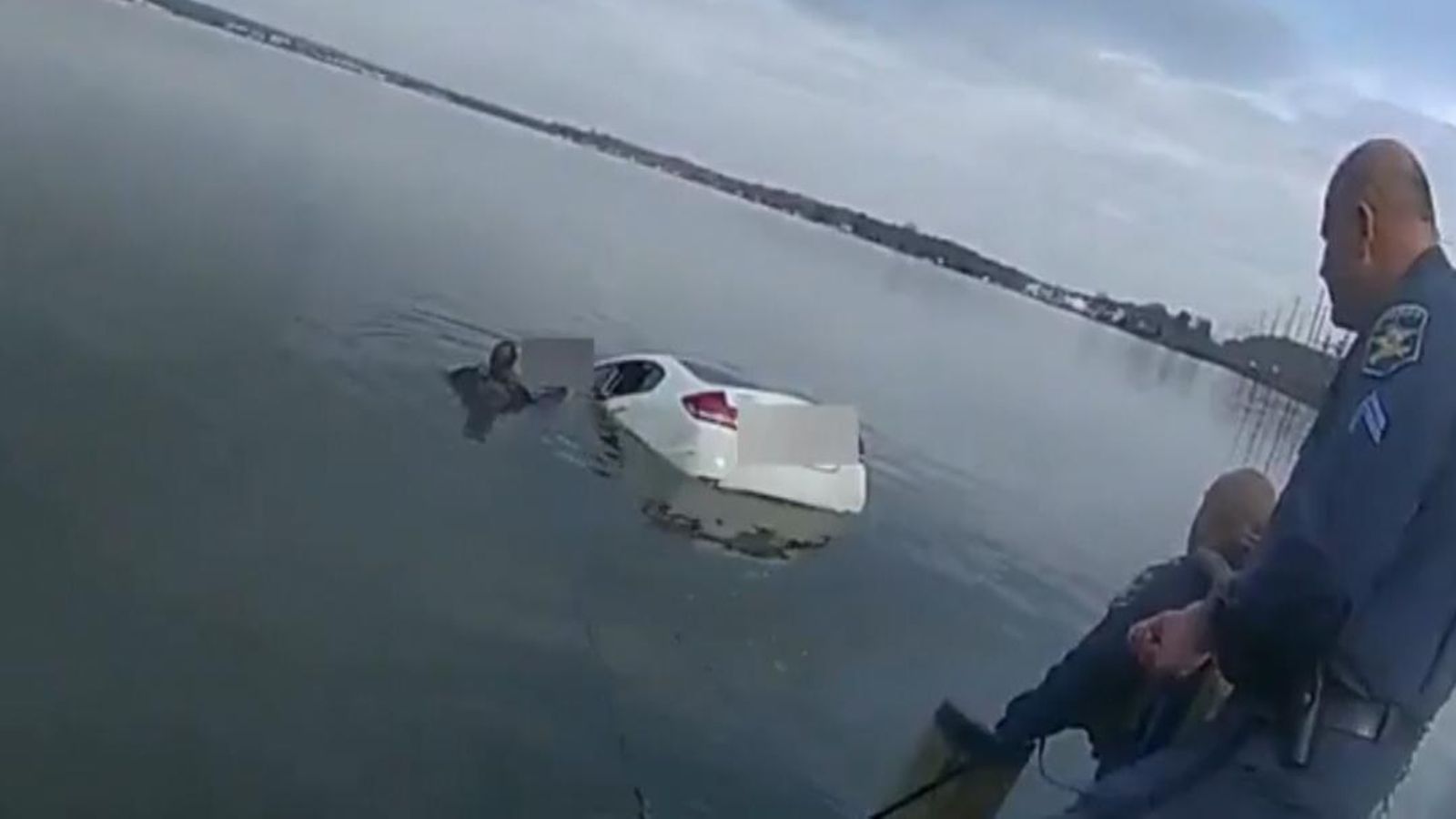 Video: Woman pulled from sinking car by police in US | US News | Sky News