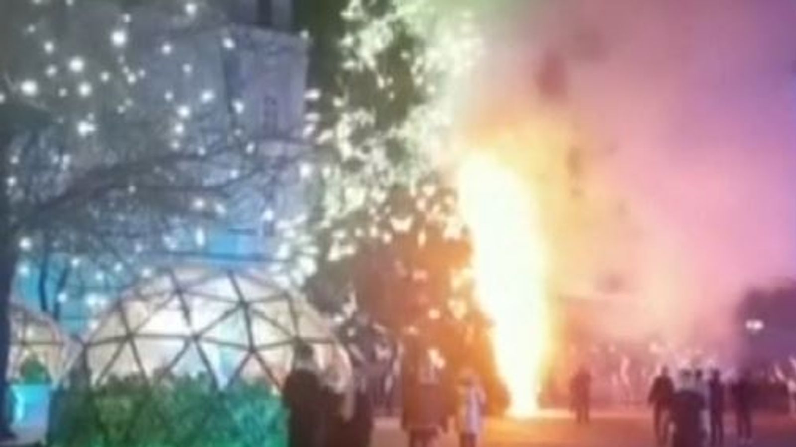Video: Christmas tree arson in Lithuania | World News | Sky News