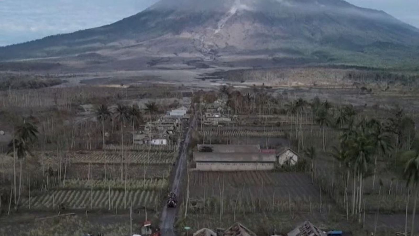 Video: Indonesian village coated with volcanic ash | Sky News