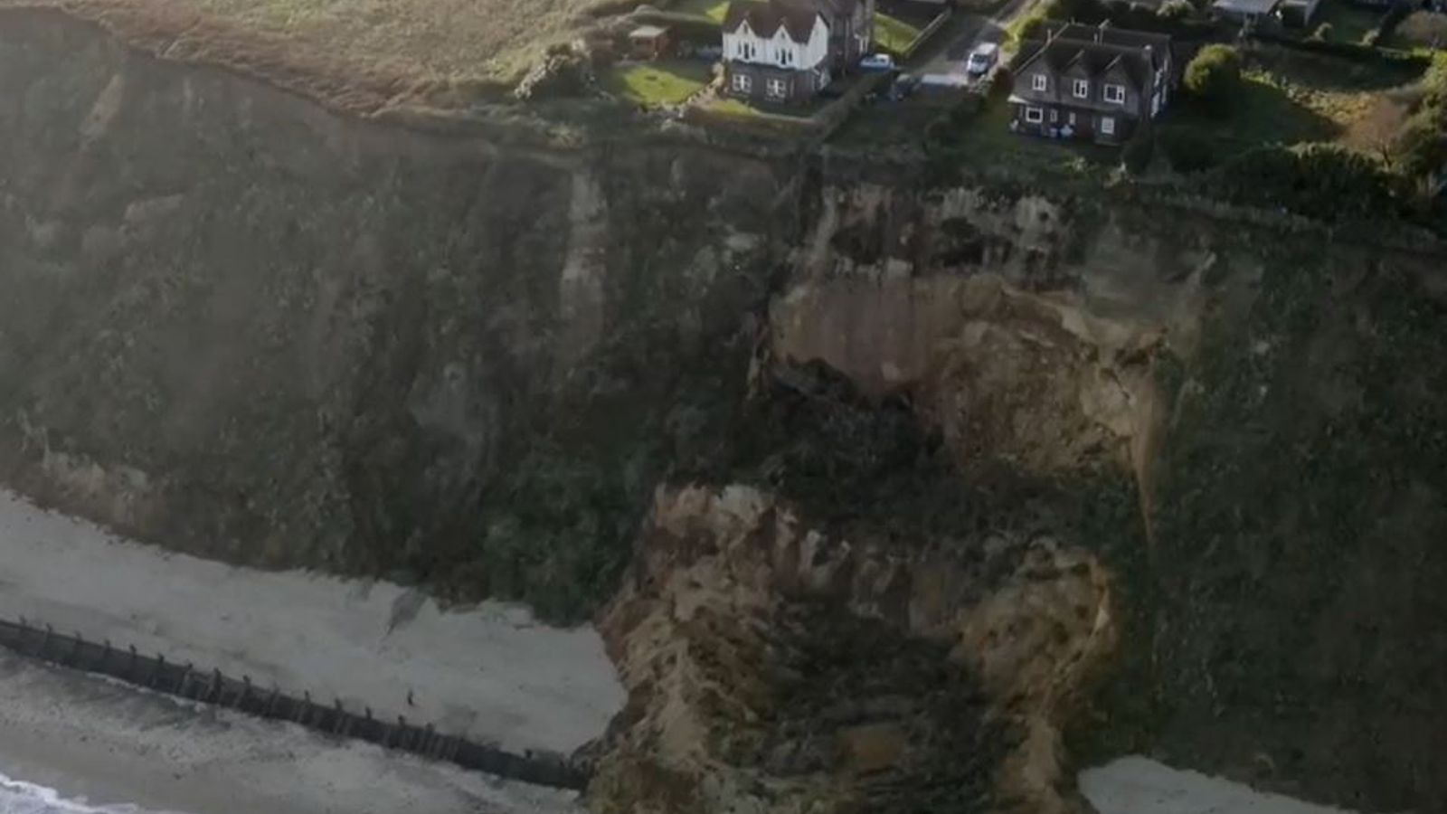 Video: Landslide on Norfolk beach after heavy rain | UK News | Sky News