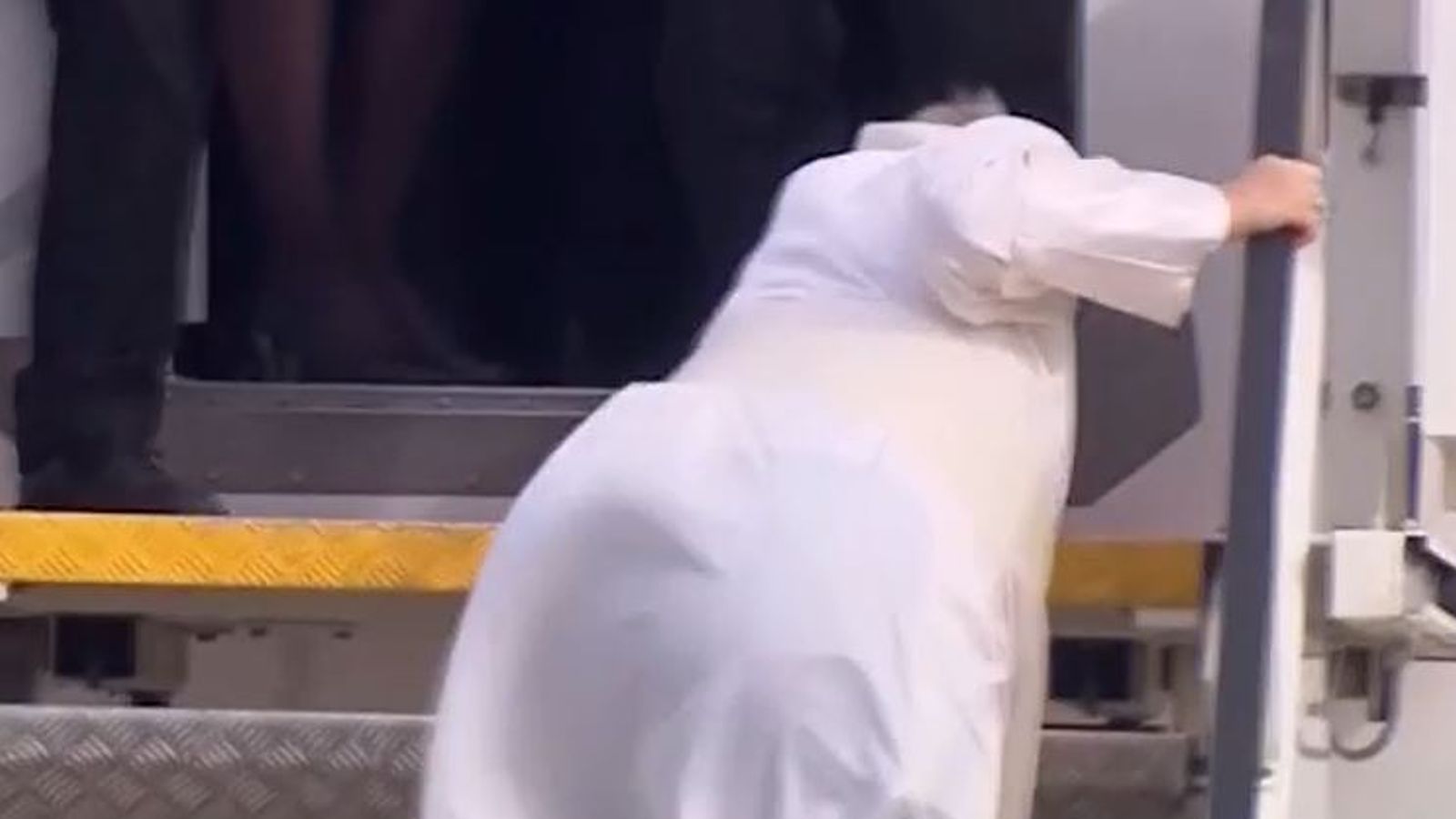 Video: Pope Francis stumbles on aircraft steps leaving Athens | World ...
