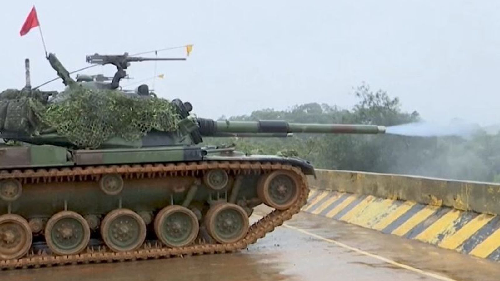 Live ammunition tank drills carried out in Taiwan | World News | Sky News