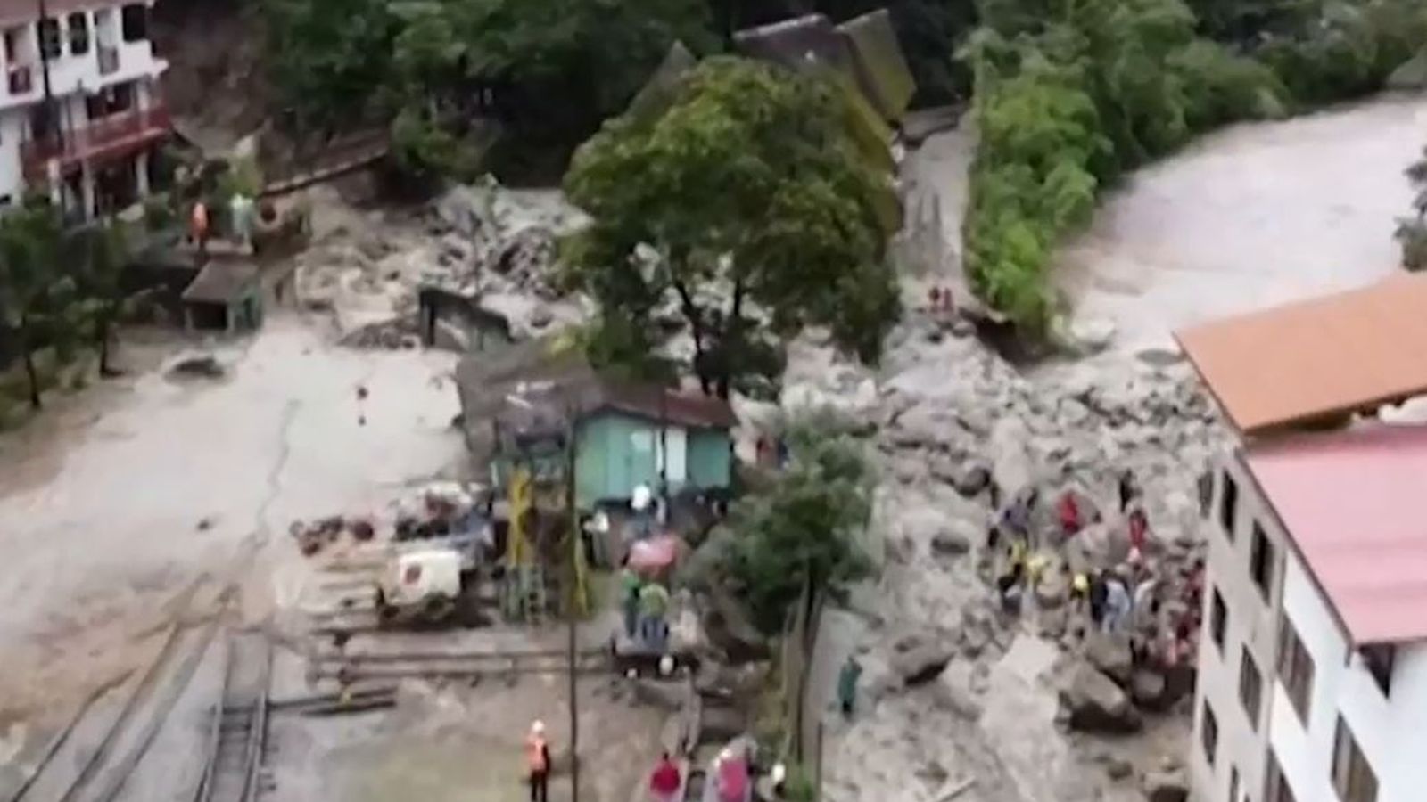Route to Inca ruins at Machu Picchu blocked by landslide | Sky News