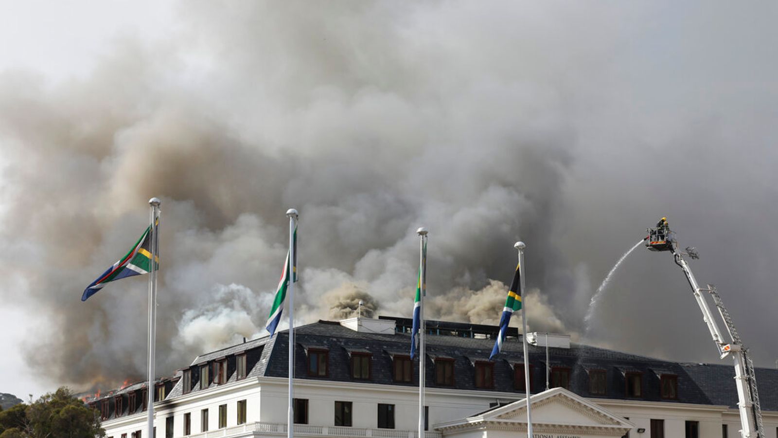 Fire breaks out again at South African parliament a day after main ...