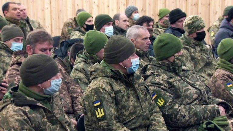 Army reservists in Kiev train for combat | World News | Sky News