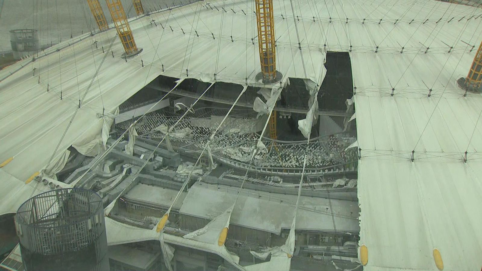 Storm Eunice: Roof of London's O2 ripped open by high winds | UK News ...