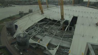 Storm Eunice: Roof of London's O2 ripped open by high winds | UK News ...