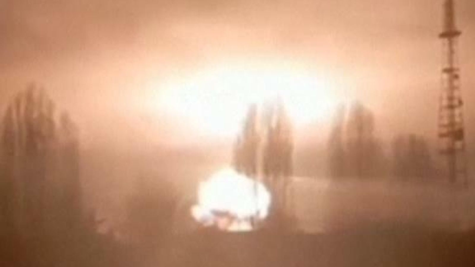 Ukraine: Fireball burns brightly after explosion | World News | Sky News