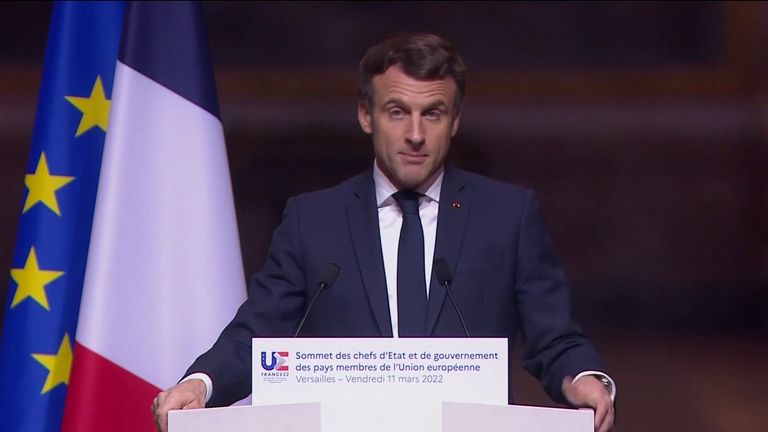 French President Emmanuel Macron has called the Russian invasion of ...