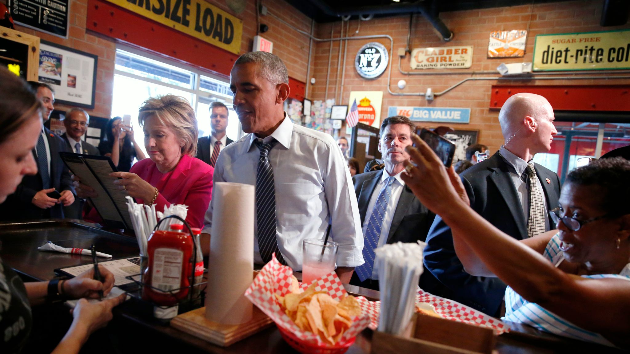 Hillary Clinton drops into South Shields chippy for fish supper in ...