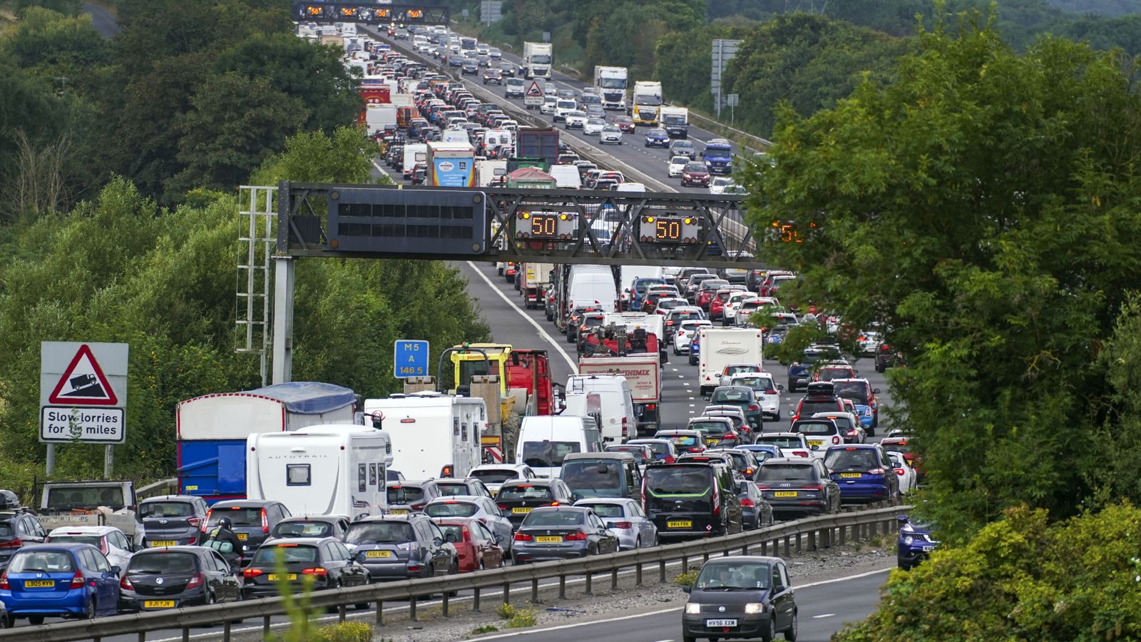 'Slow-moving convoy' joins M5 in fuel price protest | UK News | Sky News