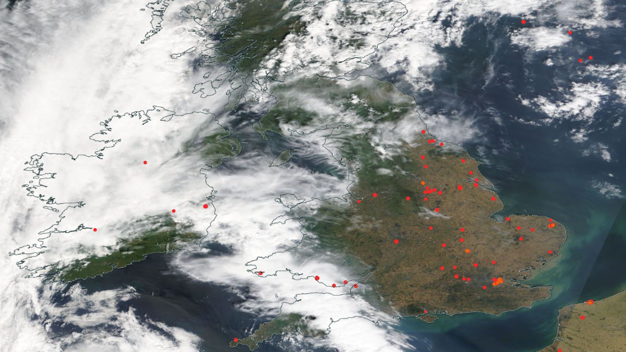 Scale of fires raging across UK on hottest day revealed in satellite ...