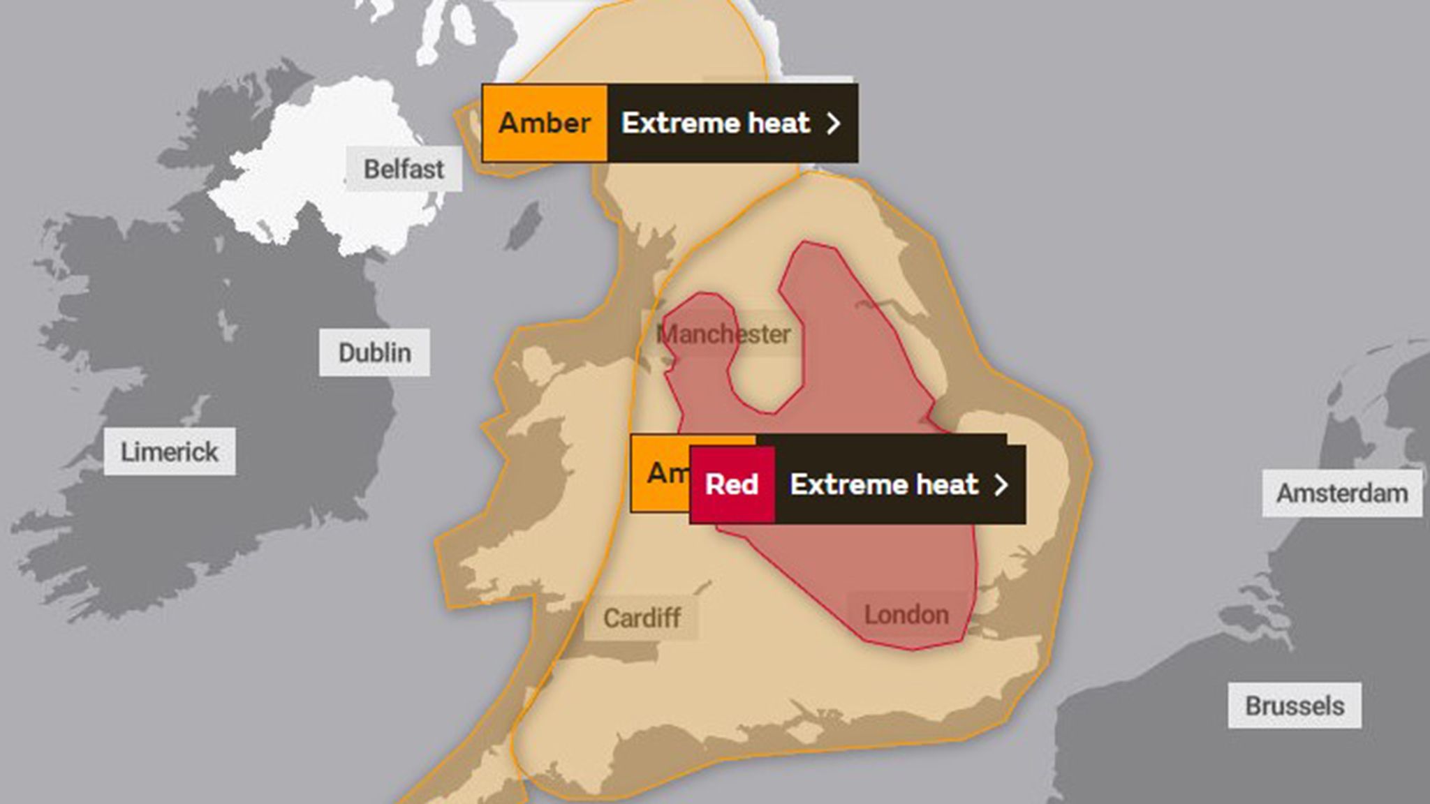 National emergency as red extreme heat warning issued for first time ...