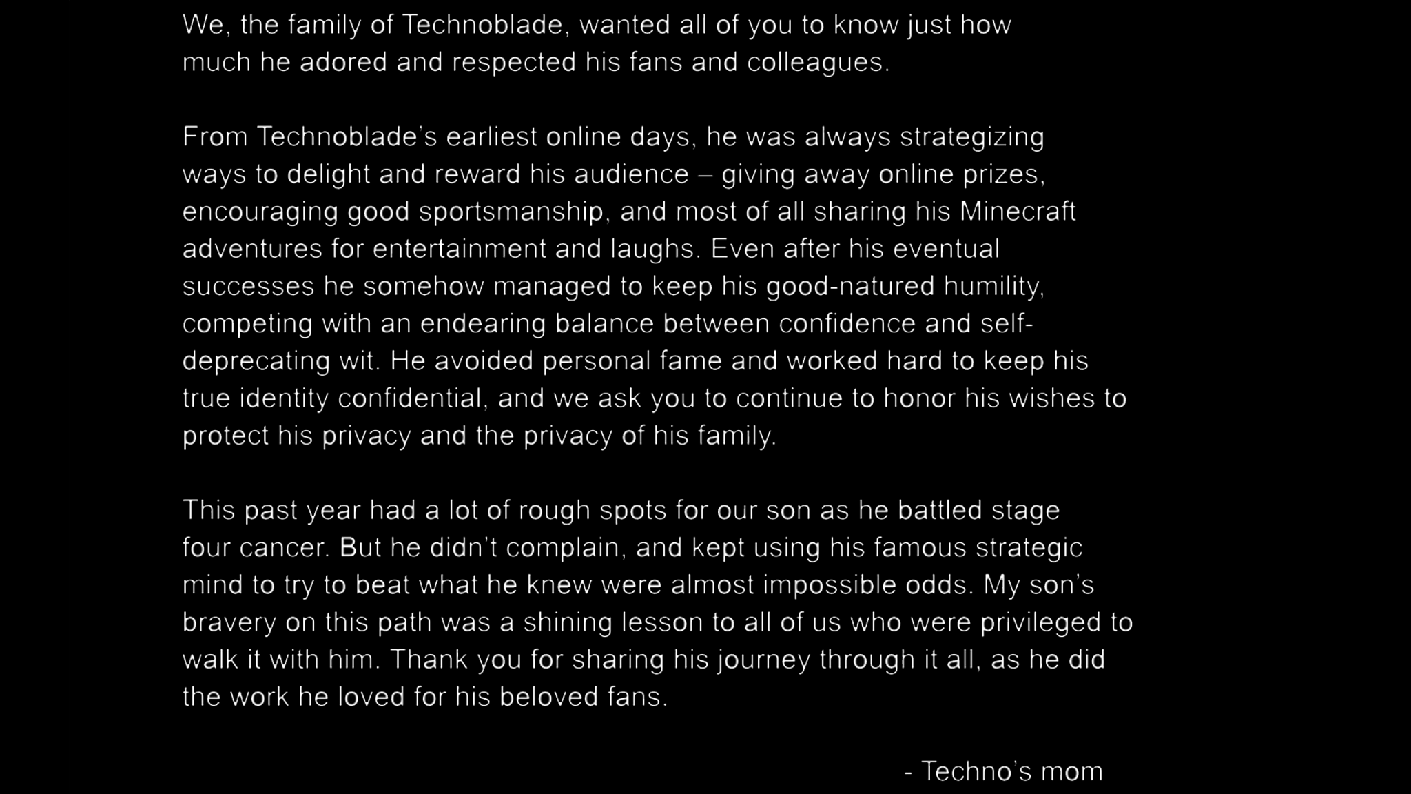 Minecraft YouTuber Technoblade dies from cancer as his dad posts ...
