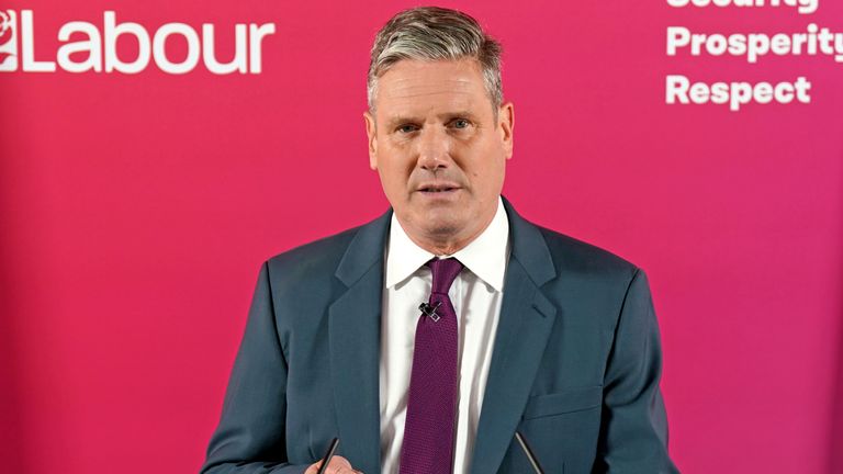 Labour leader Keir Starmer during a press conference at the ...