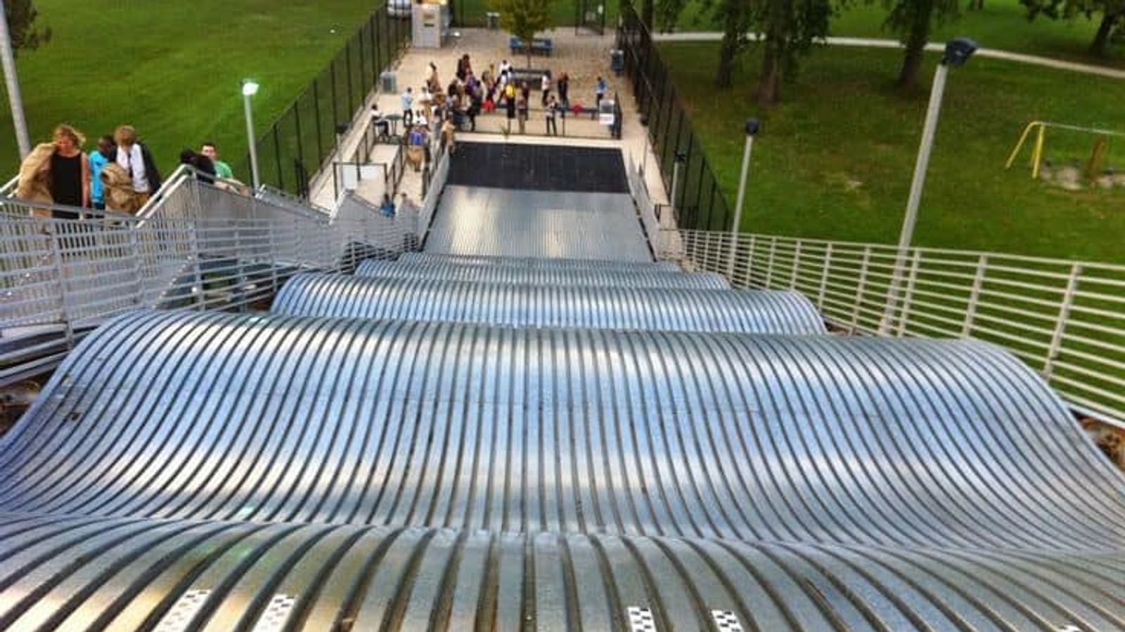 Video shows children tumbling down giant slide at high speeds in ...