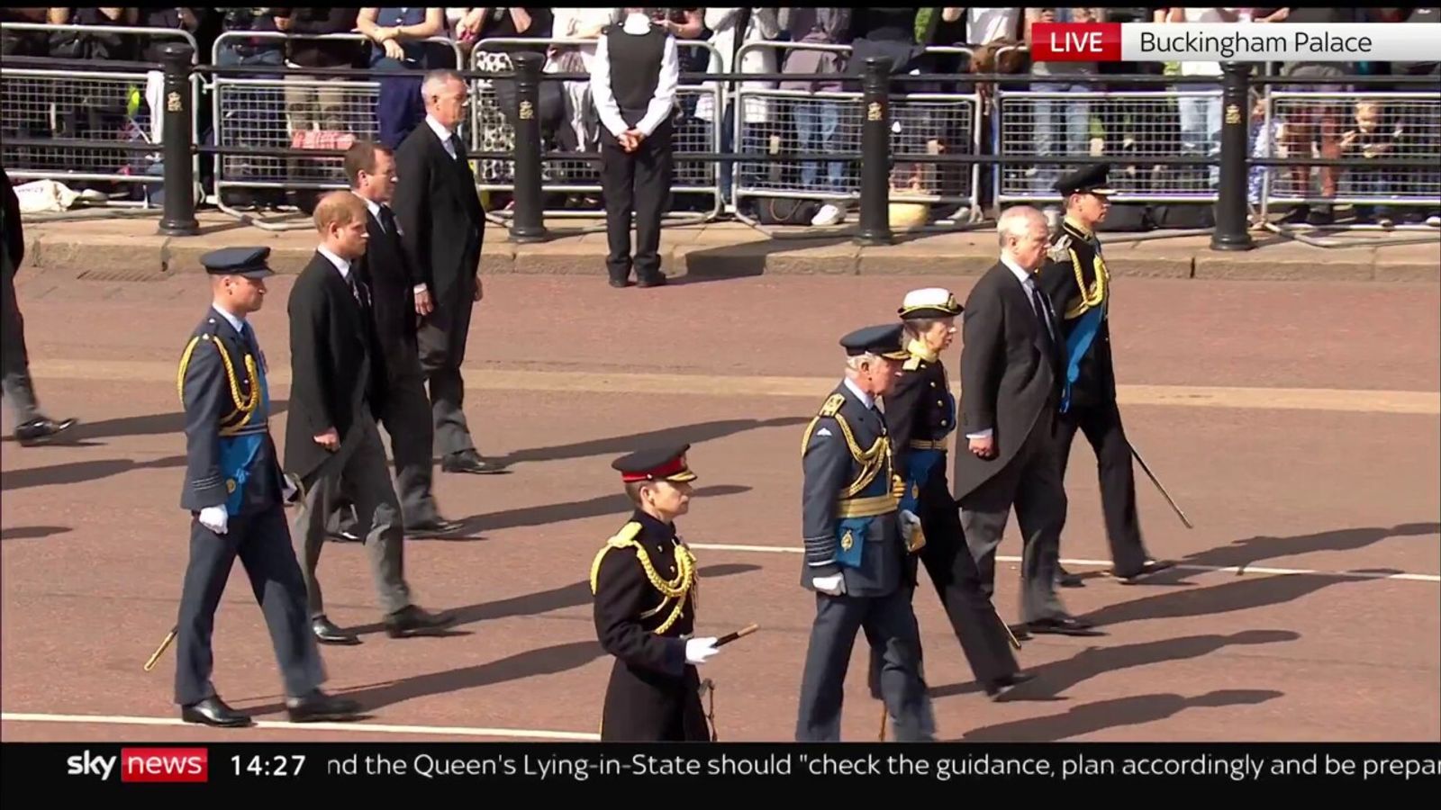 King Charles III is walking behind his mother's coffin | UK News | Sky News