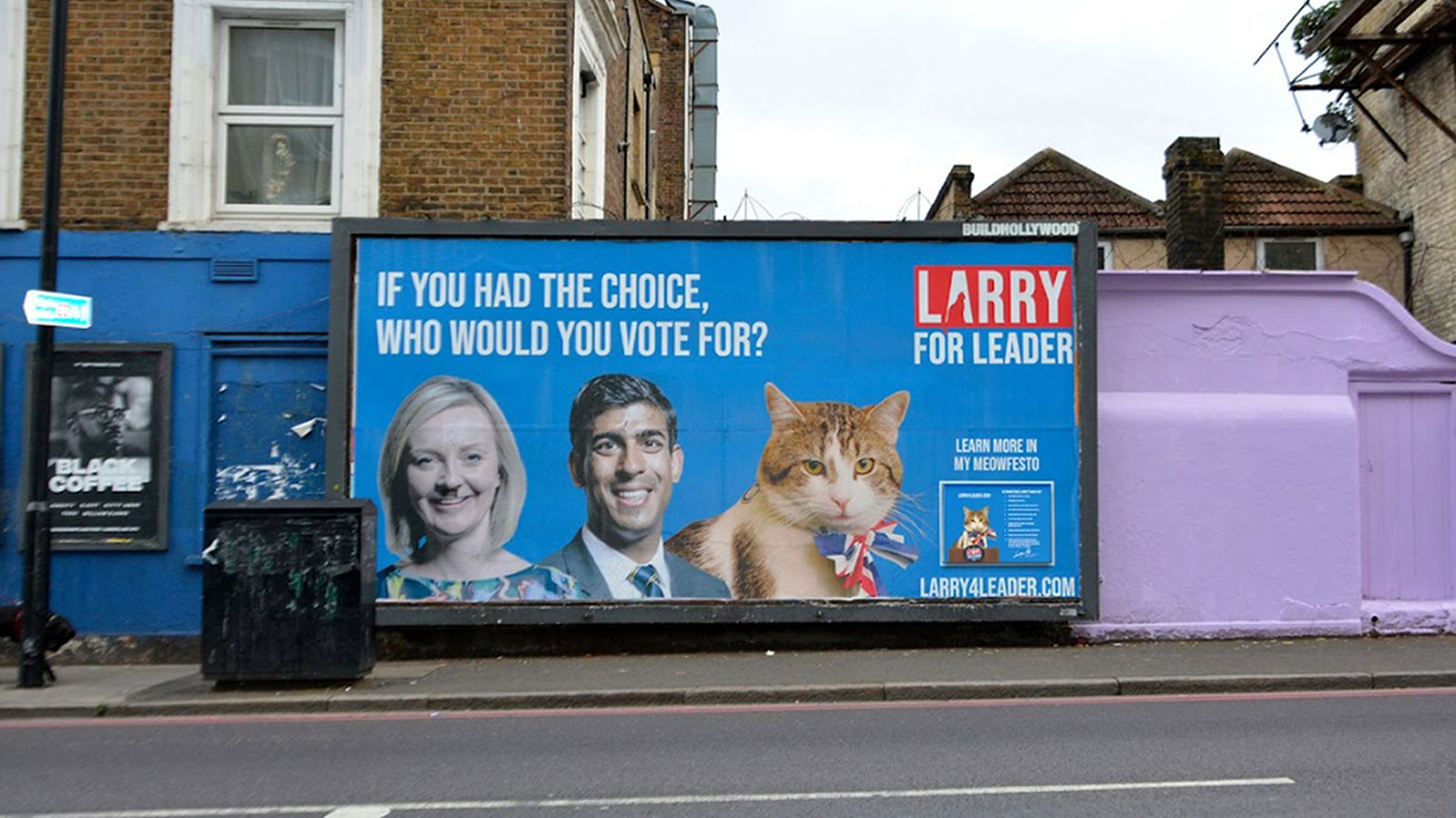 Billboards appear of Larry the cat launching last-minute leadership bid ...