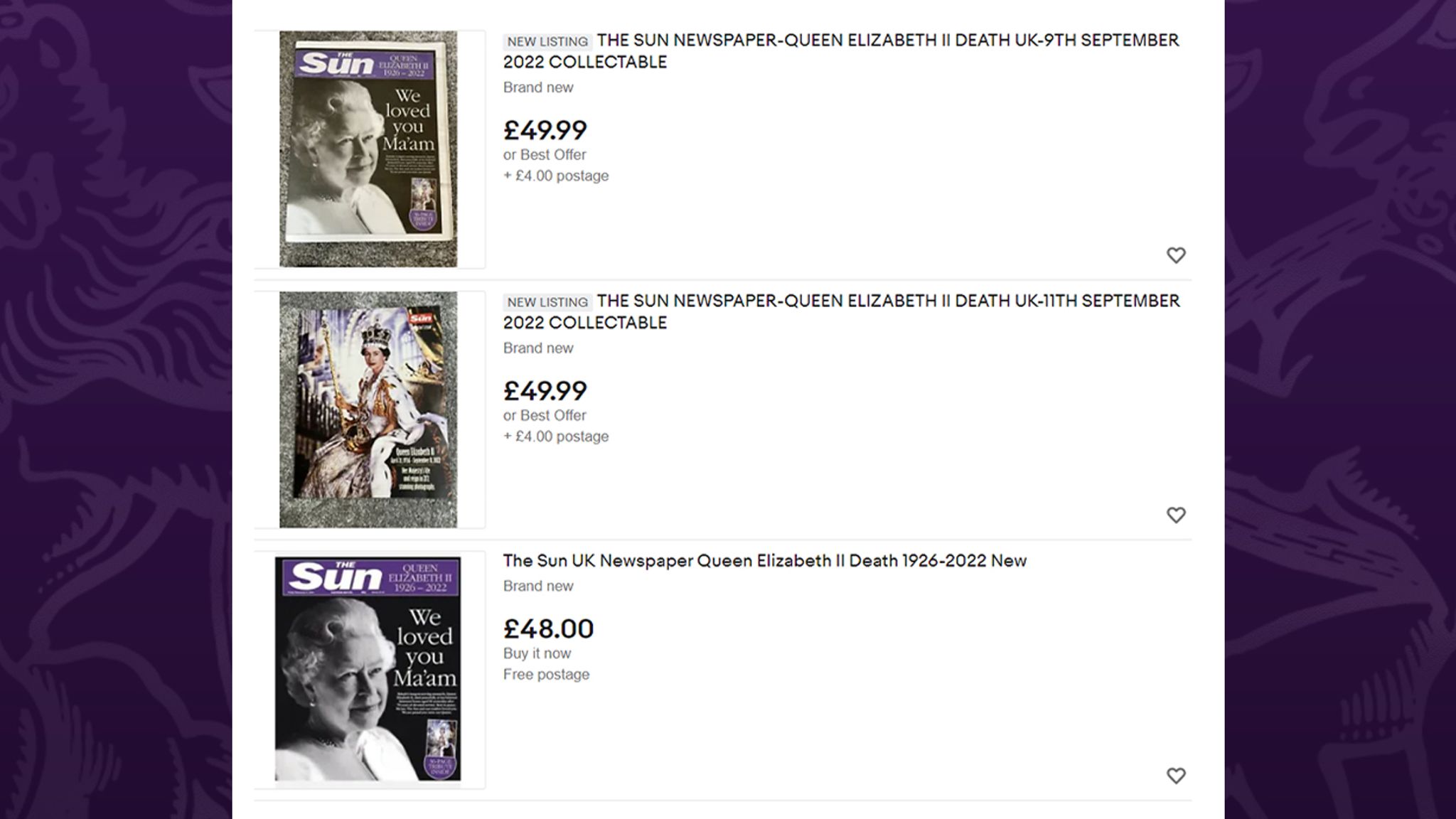 Second-hand newspapers on sale for hundreds online following Queen's ...