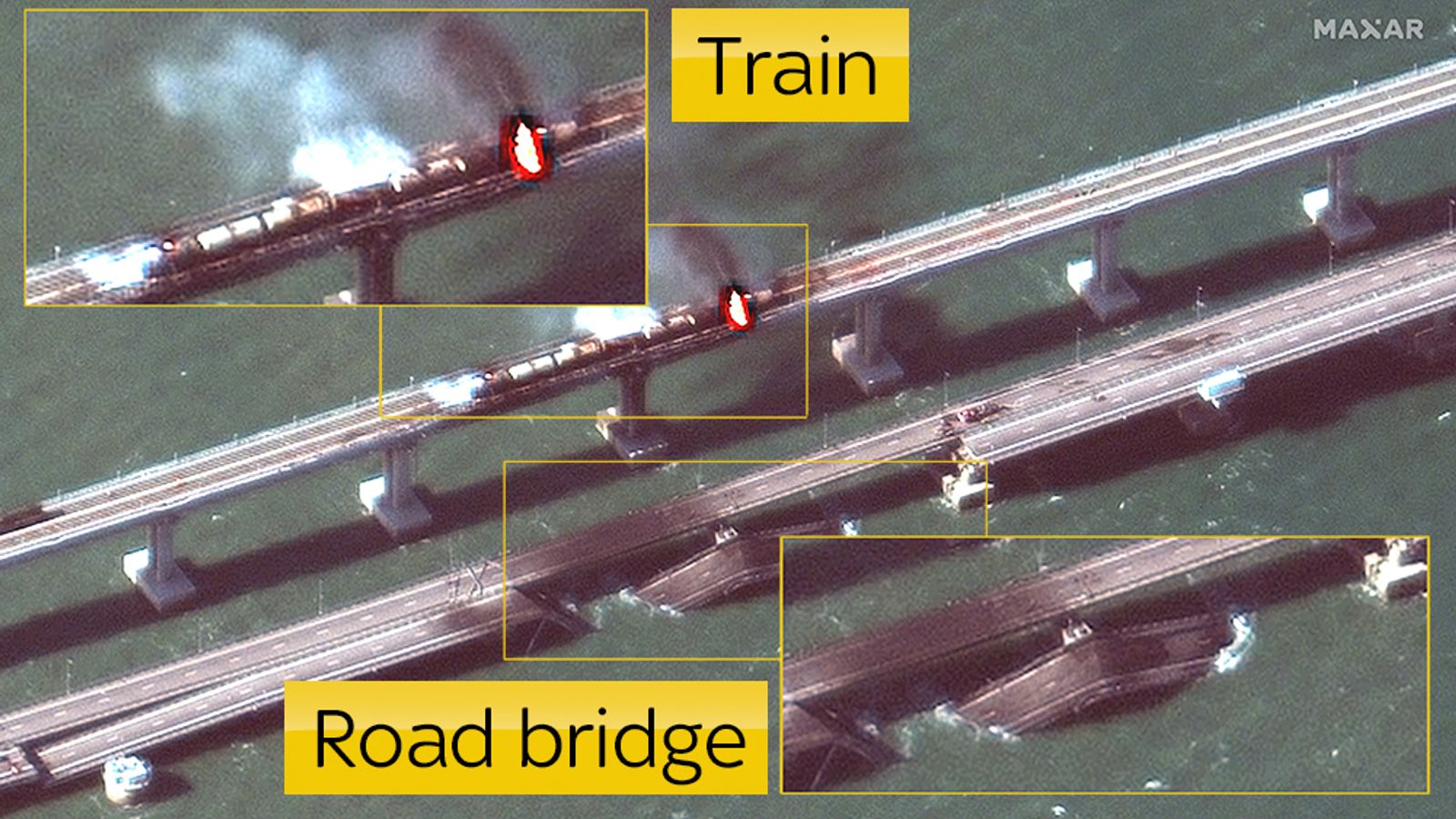 Ukraine war: What do satellite images of the Kerch Bridge explosion ... Ukraine war: What do satellite images of the Kerch Bridge explosion ...