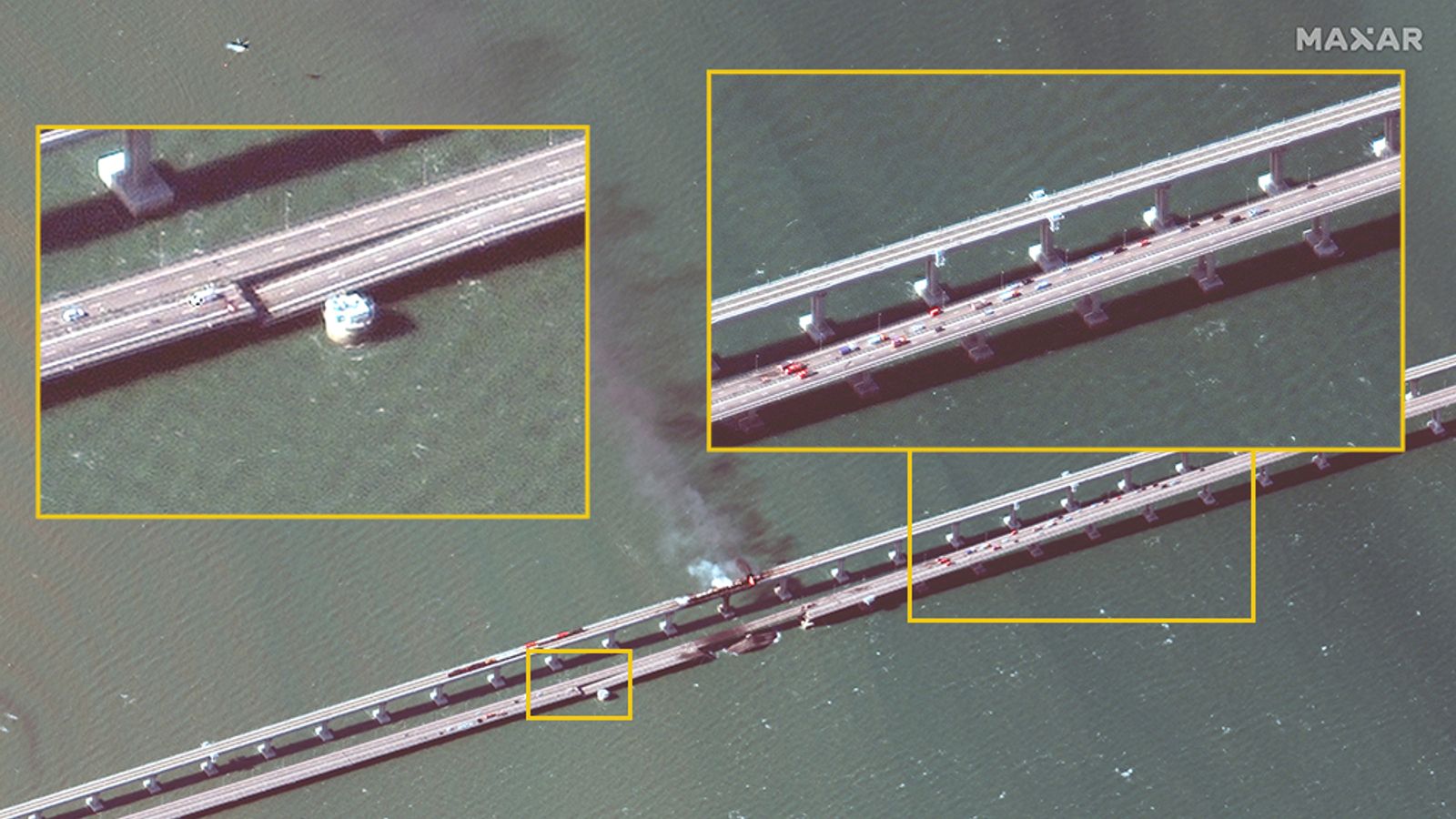 Ukraine war: What do satellite images of the Kerch Bridge explosion tell us about the cause of ...