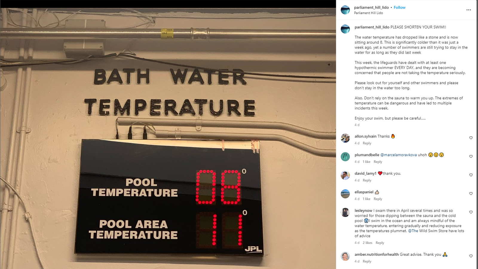 Parliament Hill Lido issues warning after swimmers get hypothermia at ...