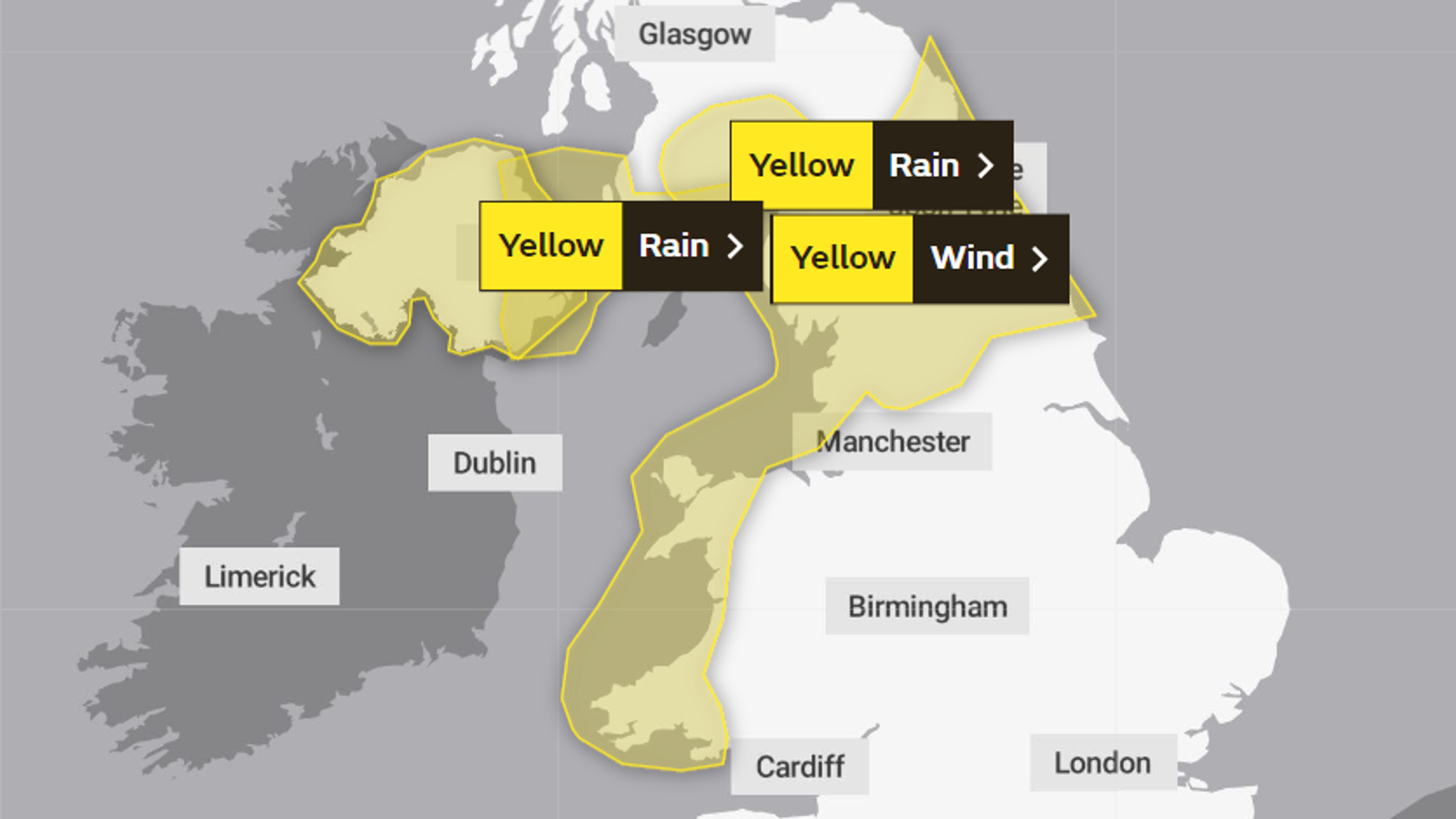 UK weather: Yellow warnings for wind and rain issued as Storm Claudio ...