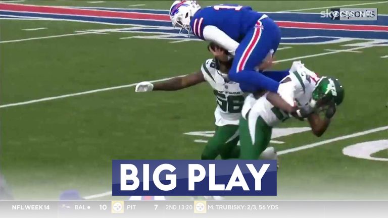 Josh Allen's acrobatic hurdle against New York Jets | Video | Watch TV ...