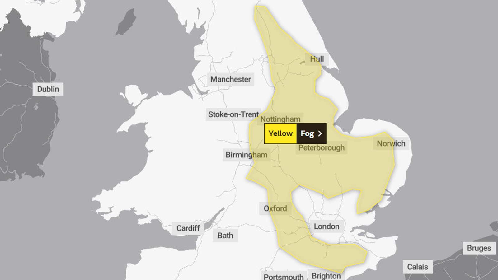 UK weather: Yellow warning for large parts of England as freezing fog ...